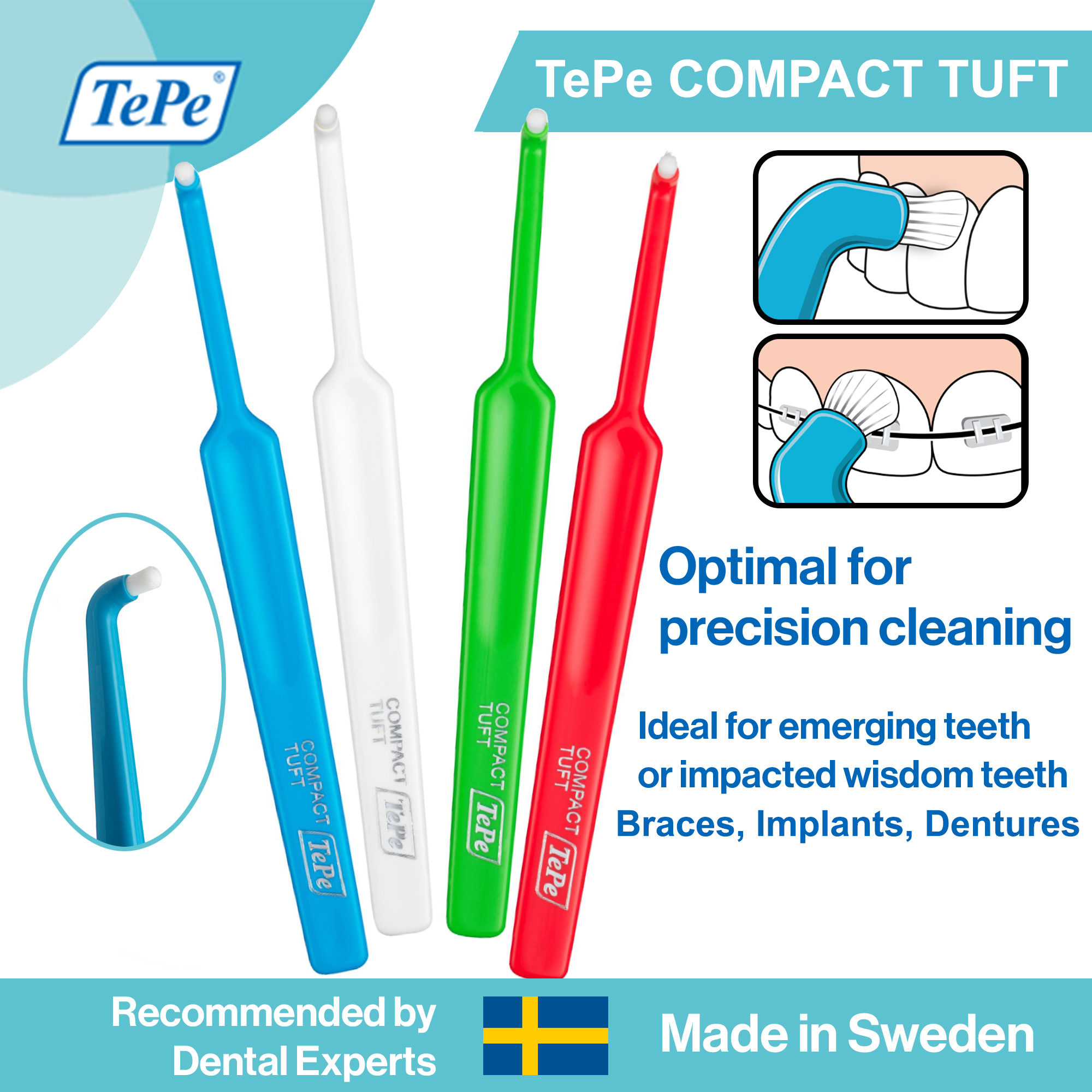 แปรงกระจุกเดียว Tepe compact tuft Made in Sweden - ท่าฟัน - ThaiPick