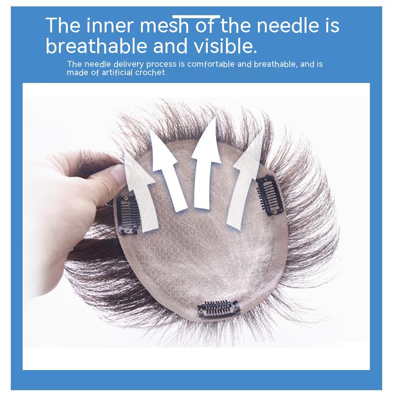 Tse Men's Wig Hair Patch Head Cover Balding Needle Hand Woven Real Hair ...