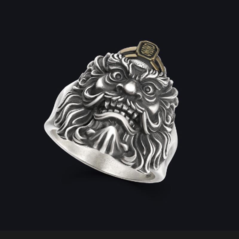 Vintage Zhong Kui Ring Thai Silver Ethnic Style Index Finger Ring Men's ...