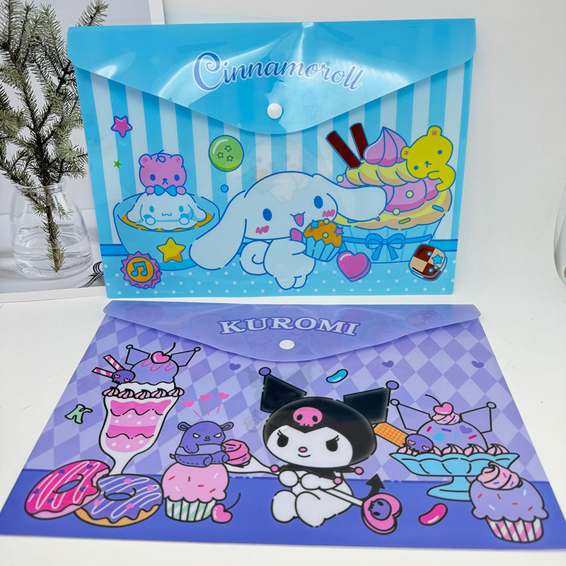 10PCS Sanrio Hello Kitty Kuromi Cartoon A4 Document Bag Thickened Snap ...
