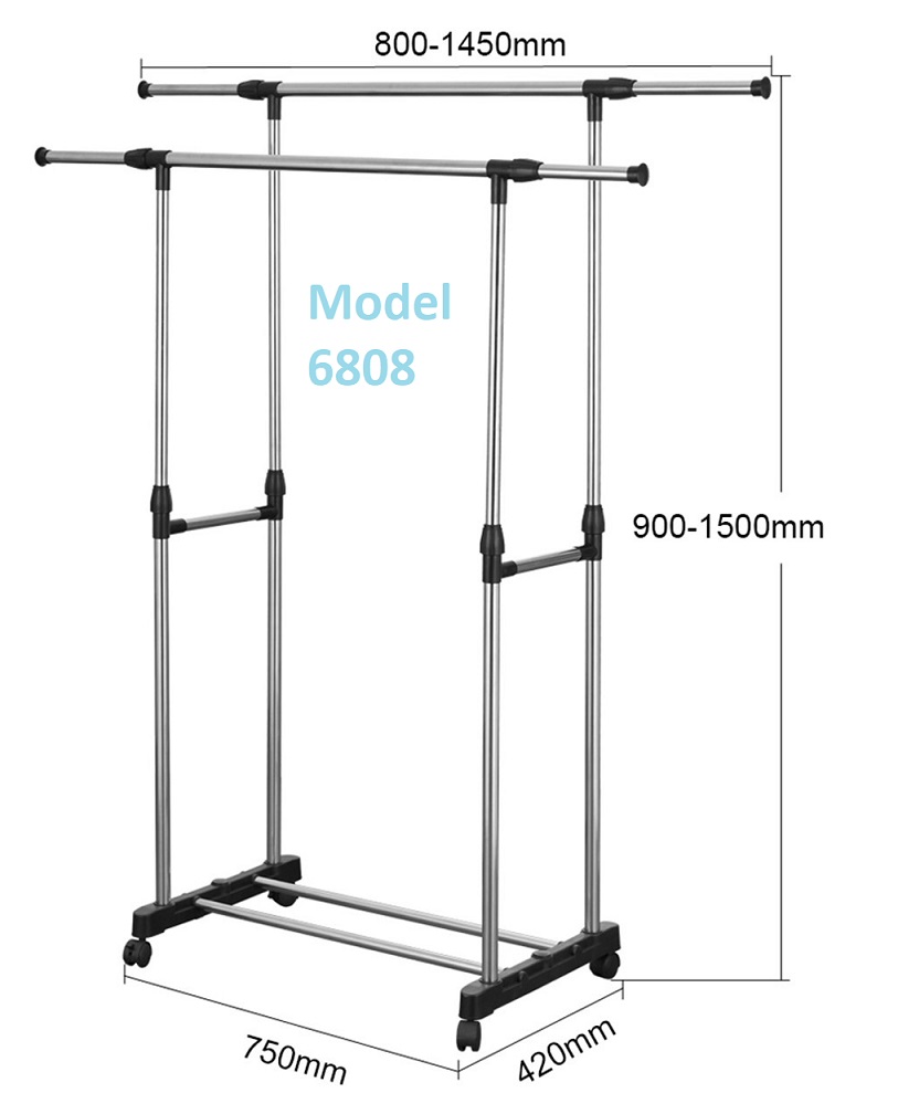 Adjustable Single & Double Pole Laundry Rack Indoor Outdoor Clothes ...