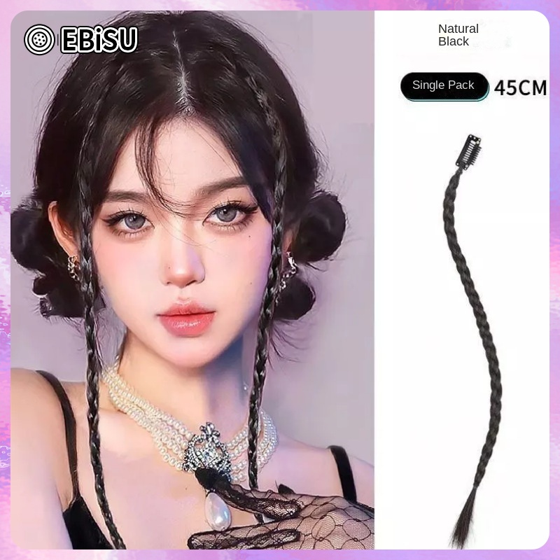 EBiSU ผมปลอมถักเปียเด็กผมหางม้าหวานเย็นเครื่องเทศสาวเห็นสกปรกถักเปียแขวนหูย้อมบิดยาวถักเปียจำลอง ...