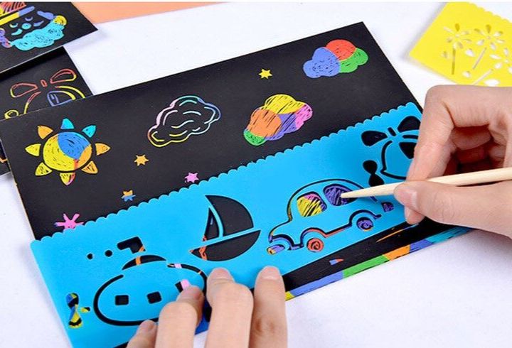Magic Scratch Art Painting ชุดศิลปะภาพขูด diy 50 แผ่น แผ่นขูดสีเสริม ...