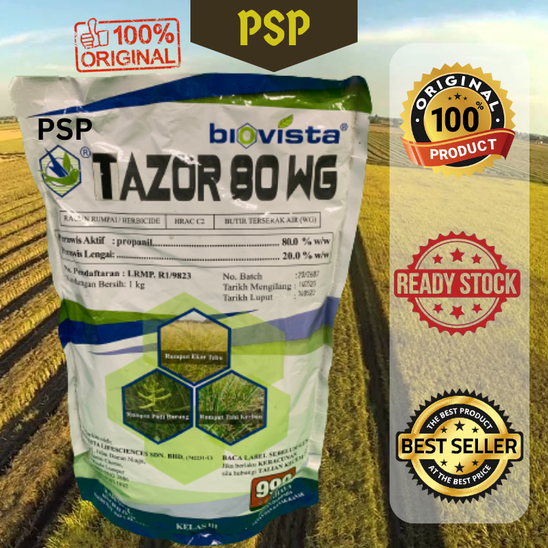 1KG Tazor 80WG ( Propanil 80% ) Biovista Racun Rumpai / Rumput padi ...