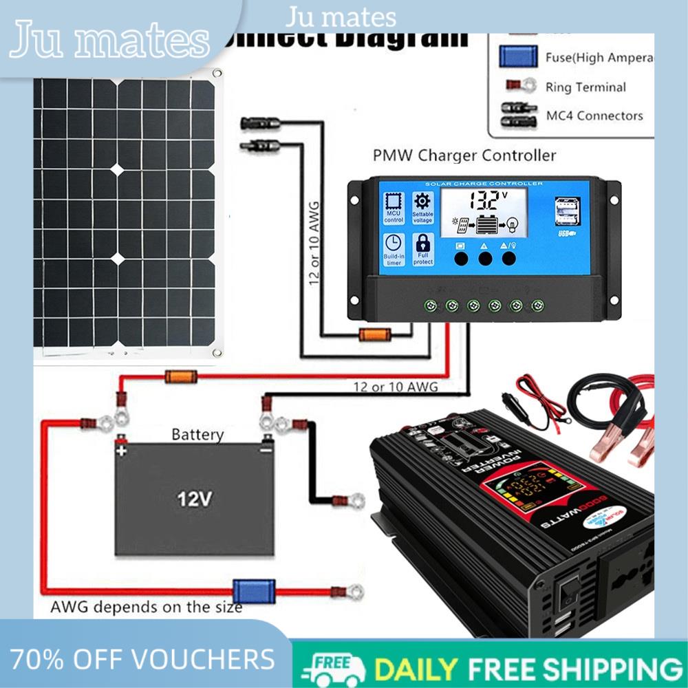 Ju mates 6000W Solar Inverter System DC12V TO AC220V 3IN1 SET+18W solar ...