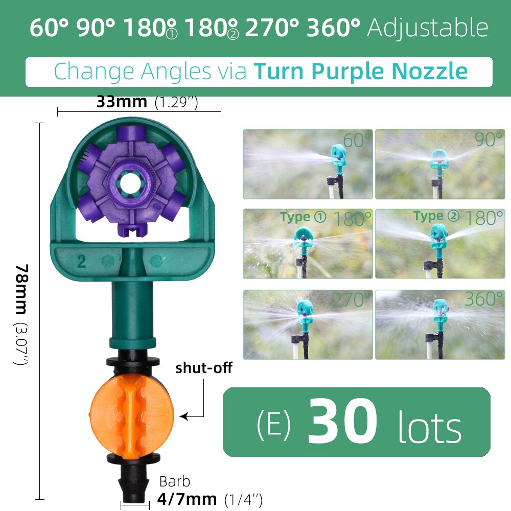 60/90/180/270/360 Degrees Djustable Angle Sprinklers On 50/20CM Stake ...