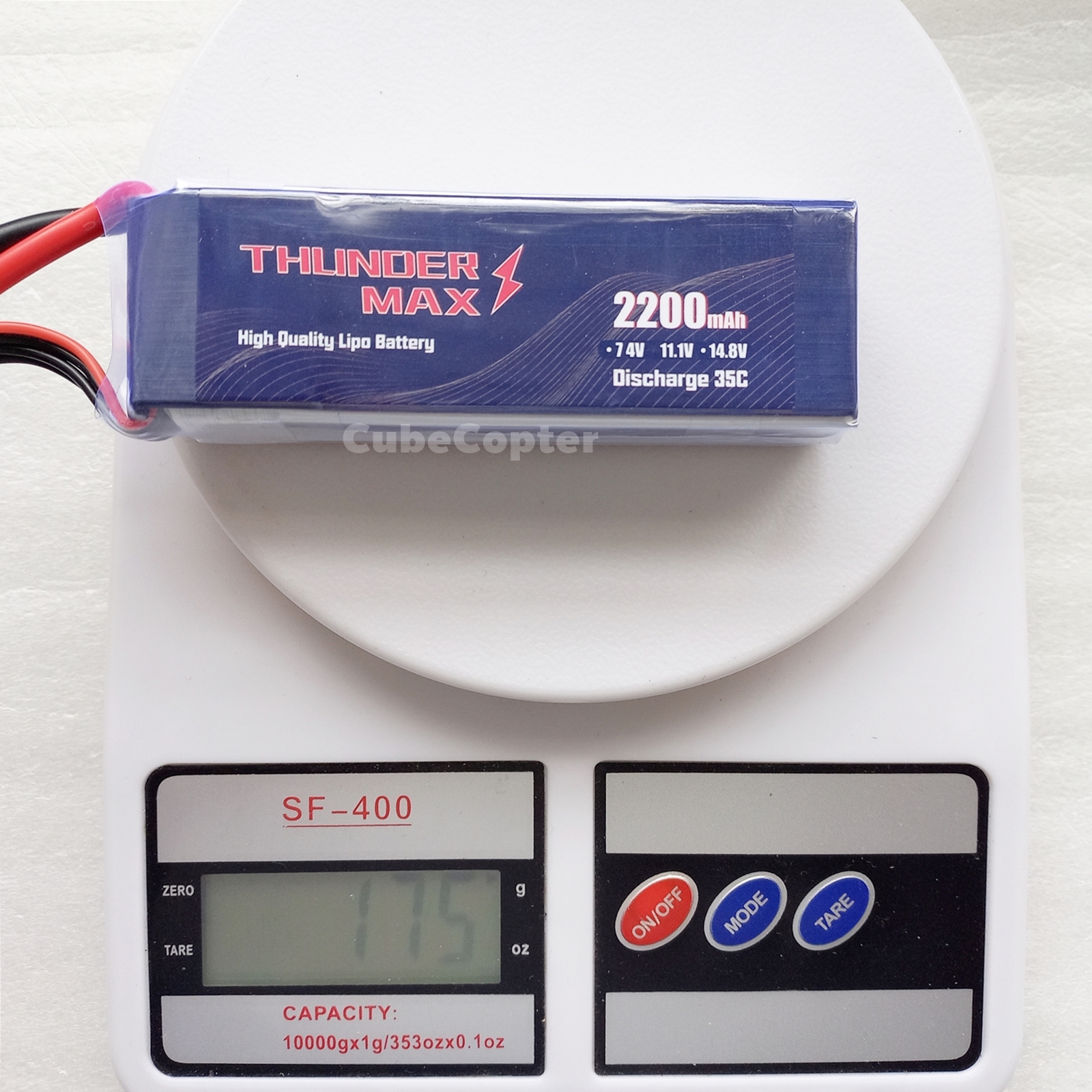 แบตเตอร์รี่ ลิโพ lipo 3s , 3 เซลล์ 11.1v 2200mah 35c ปลั้ก xt60 ยี่ห้อ Thunder Max - cubecopter ...