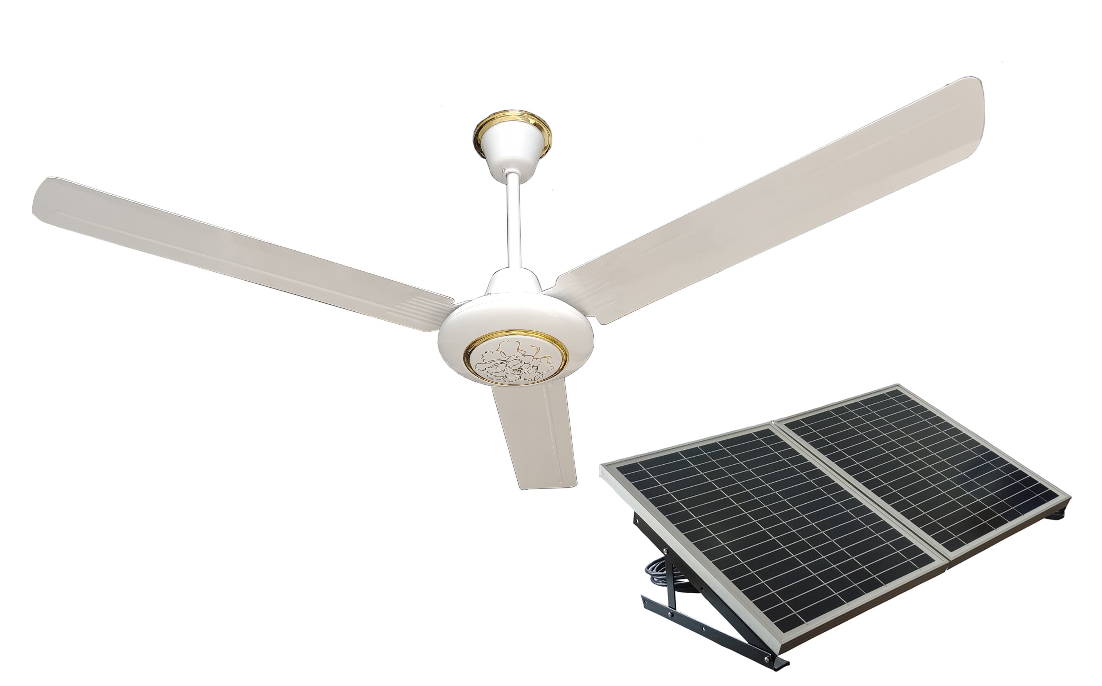 56\" Solar Outdoor Ceiling Fan For Summerhouse Camping Gazebo Shed ...