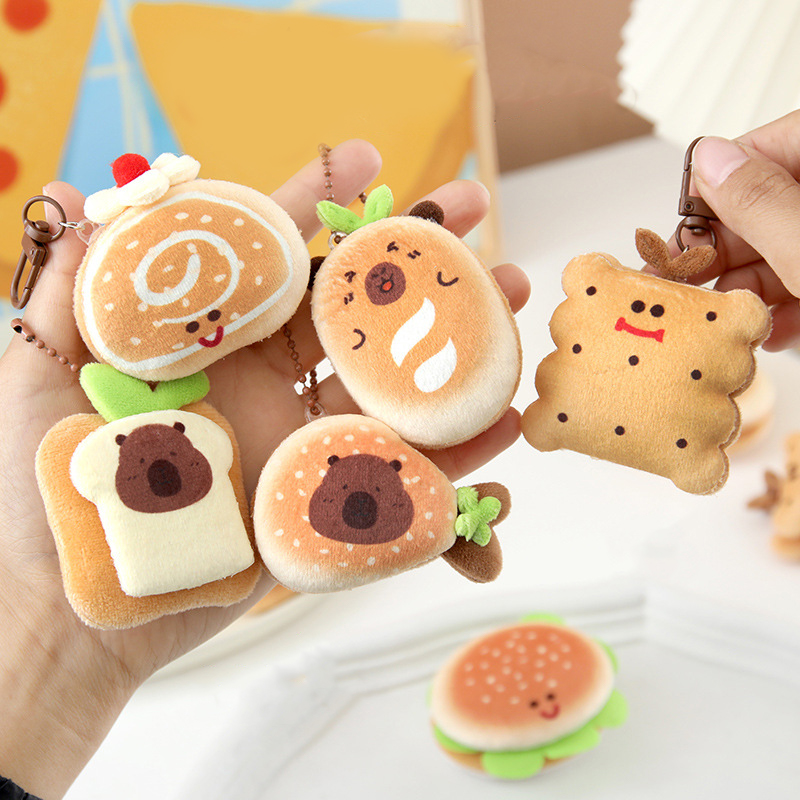 Creative Soft Stuffed Burger Animal Capybara Plush Doll Key Chain Toy ...