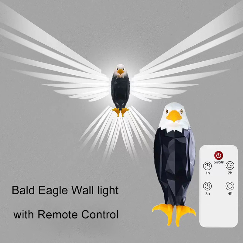 Bald Eagle Wall Light, American Eagle Night Light With Remote Control, Magnetic Wall Mounted ...