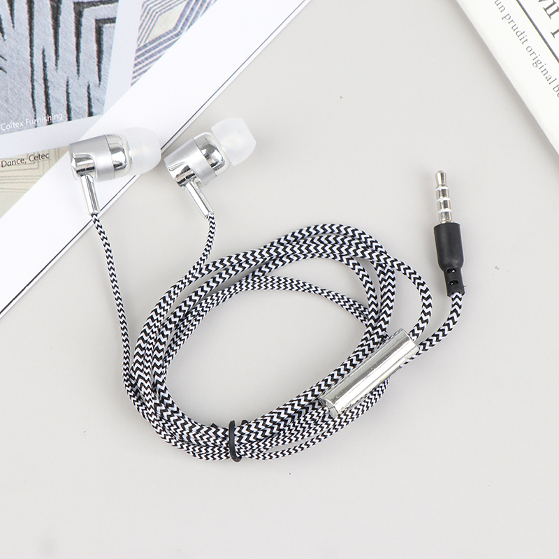 1Pc Stereo Earbuds Earphone Wired Nylon Weave Cable Earphone Headset ...