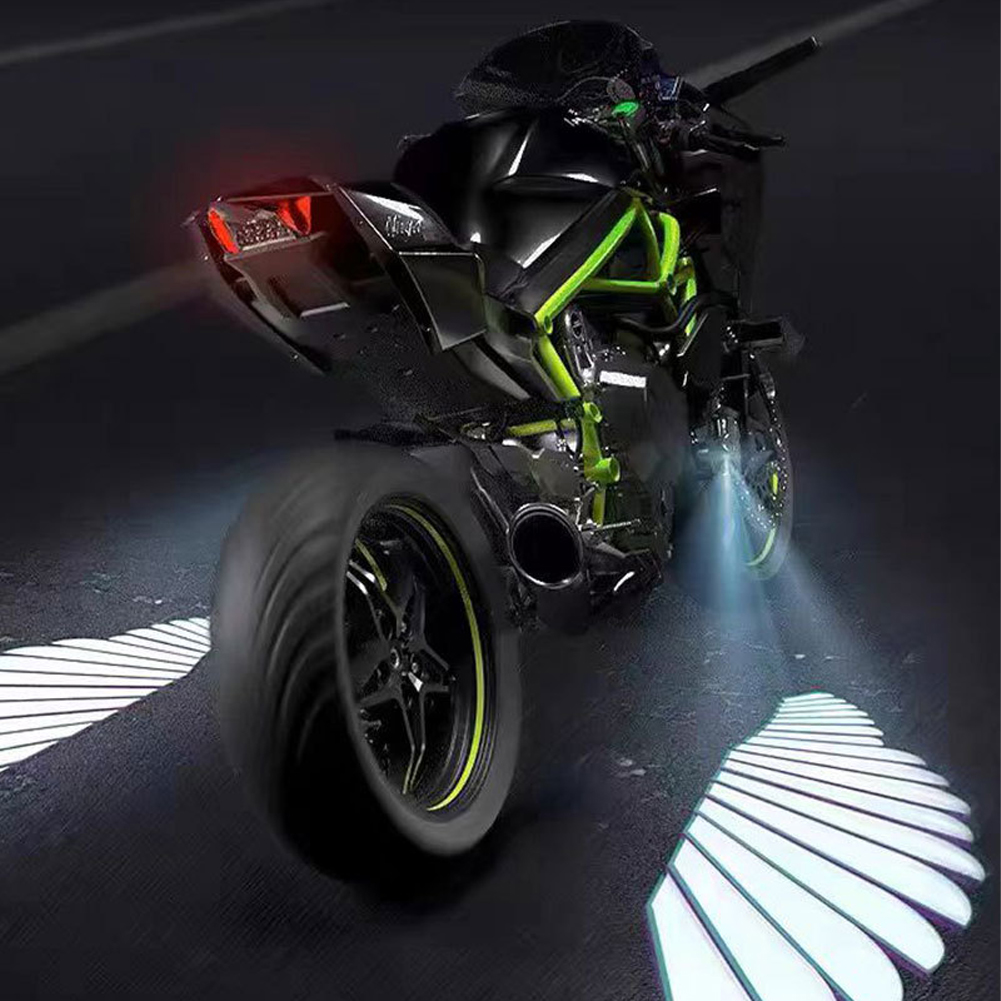 FG Pair Motorcycle LED Welcome Light Angel Wings Style Projection ...