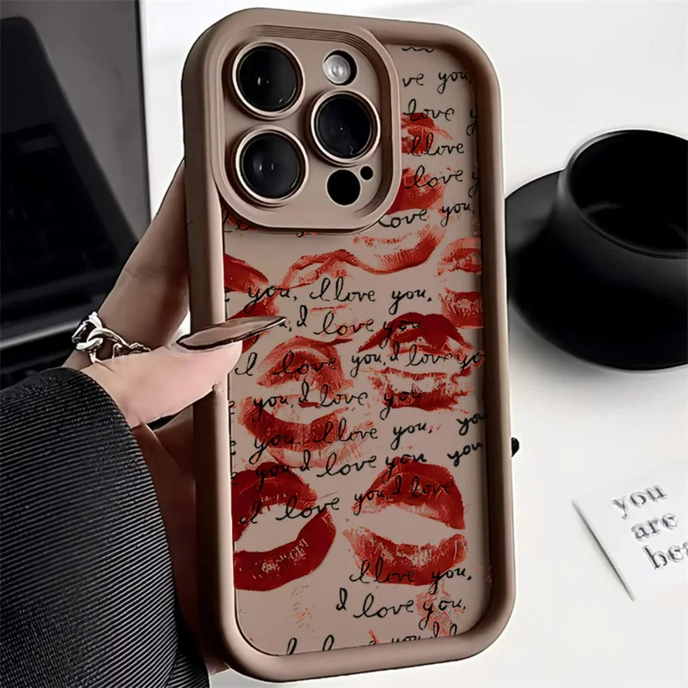 Black Lips Kiss Print Soft Matte Phone Case For iPhone 13 11 Case ...
