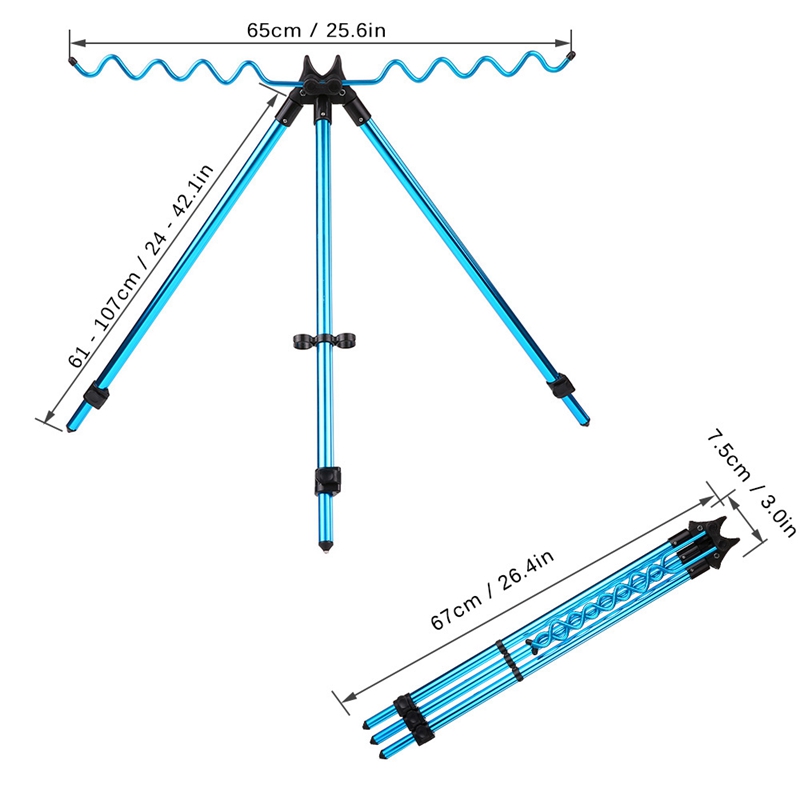 Portable Telescopic Adjustable Fishing Rods Tripod Stand Aluminum Alloy ...