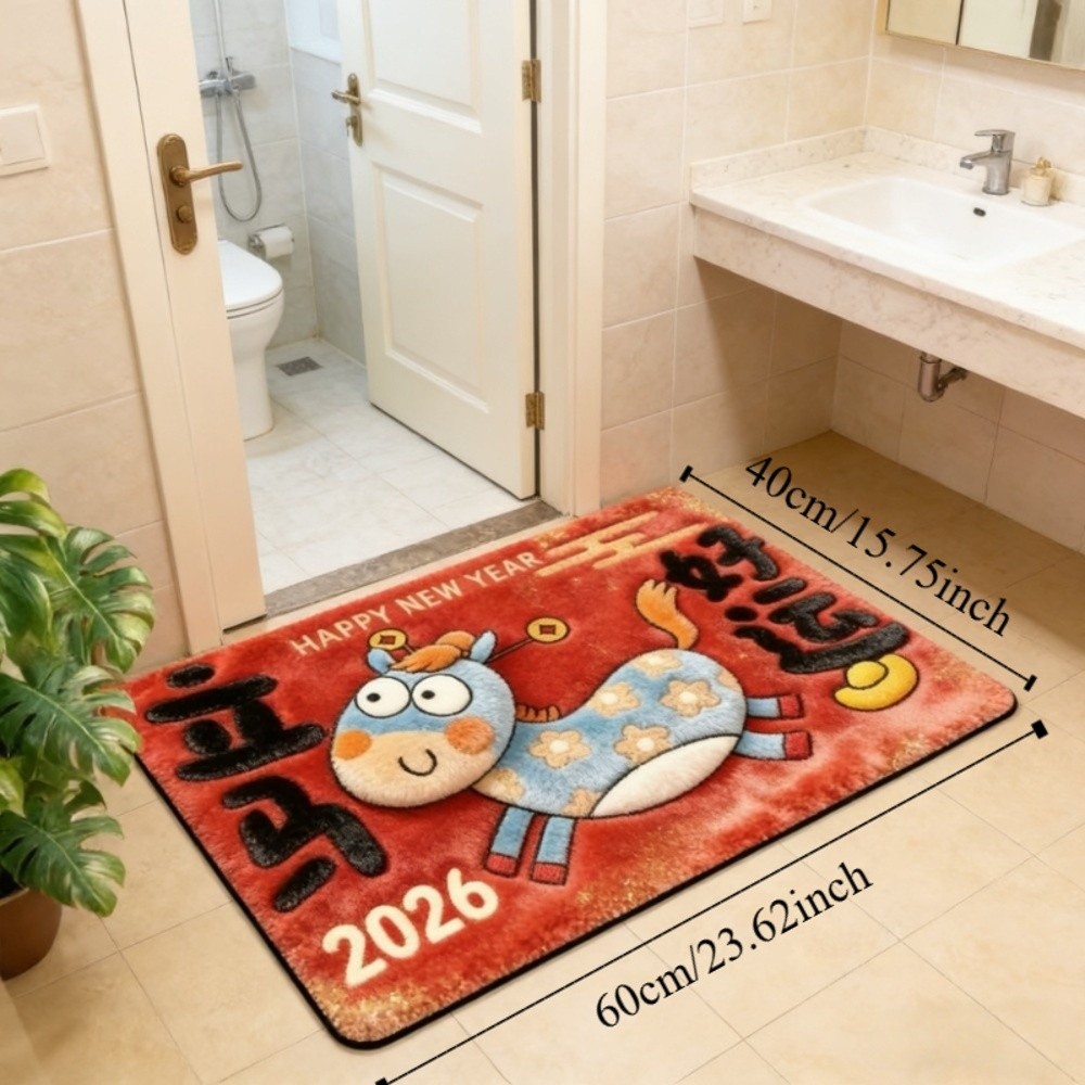 Decorative Mat Cartoon Horse Floor Mat Quick Dry Blessing Words 2026 ...