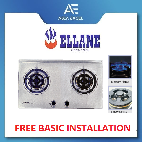 ELLANE EB-228SV 75CM 2 BURNER STAINLESS STEEL GAS HOB WITH SAFETY ...