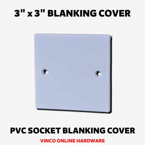 White PVC Blank Plate 3 x 3 Inch Socket Box Blanking Cover with 2 Screw ...
