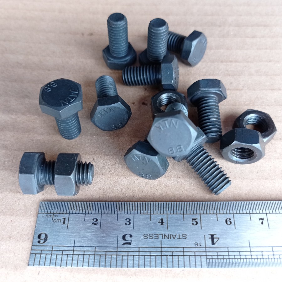 BAUT HEXAGON BAJA HTB 8.8 M8 X 16 / PANJANG 1,6CM / BAUT BAJA M8 X 16 ...