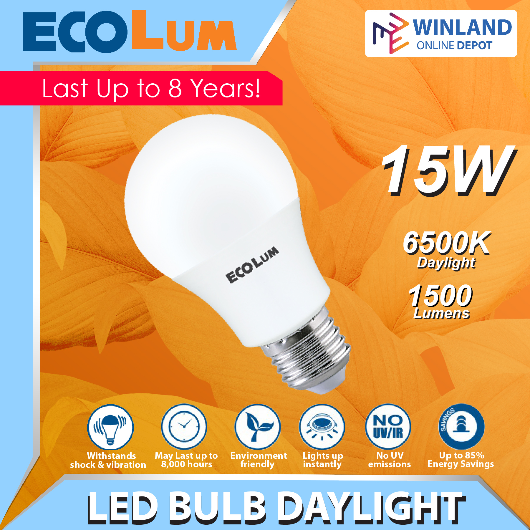 FIREFLY by Winland ECOLUM Super Bright Power Saving LED Light Bulb 15 ...