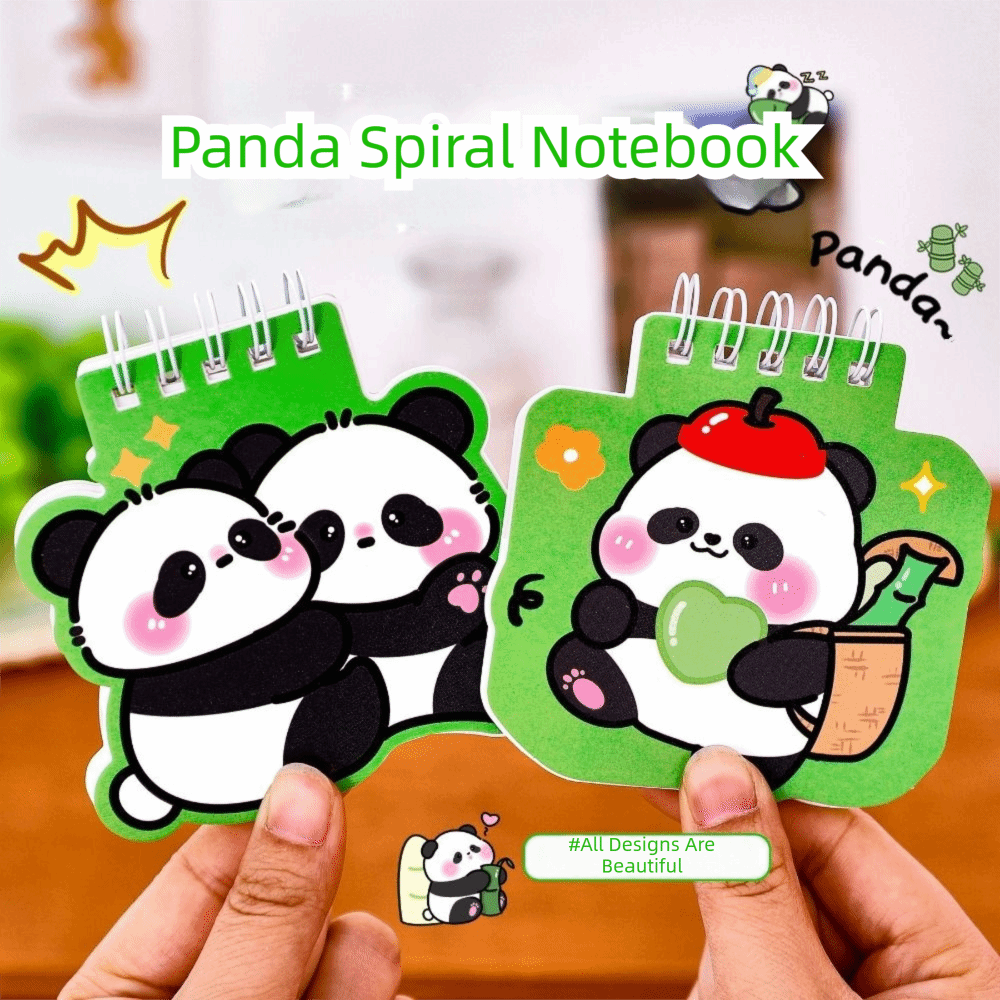 Cartoon Panda Pocket Notebook Loose-leaf Square Mini Notebook 50Sheets ...