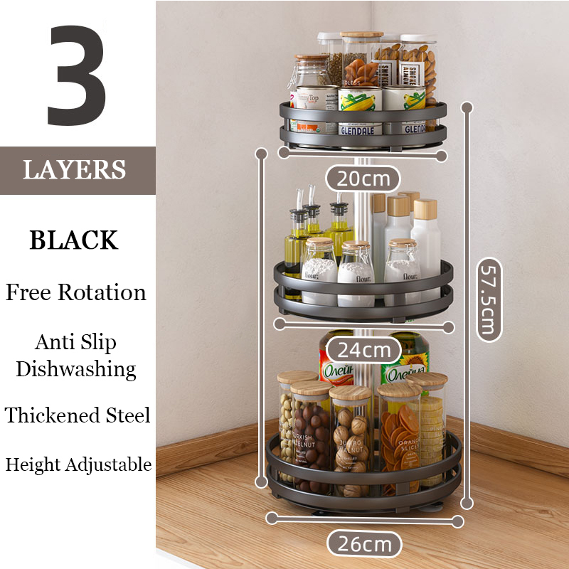 Rotating Condiments Organizer Kitchen Spice Rack Sauce Rack Condiment ...