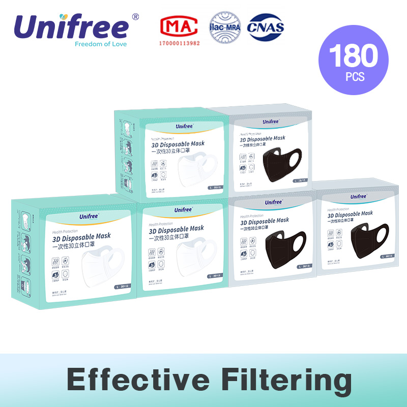 Unifree 3D mask M / L [180 pieces / 6packs] (less than 70 kg ...
