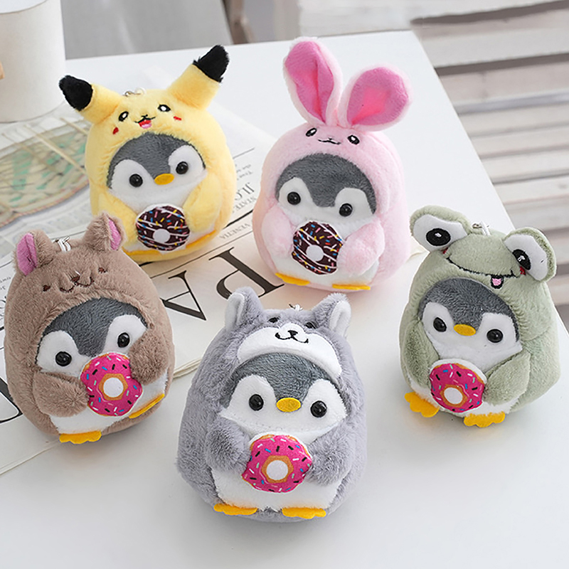 1Pc Cute Penguin Doll Keys Keychain Girls Cartoon Donut Car Keyring ...