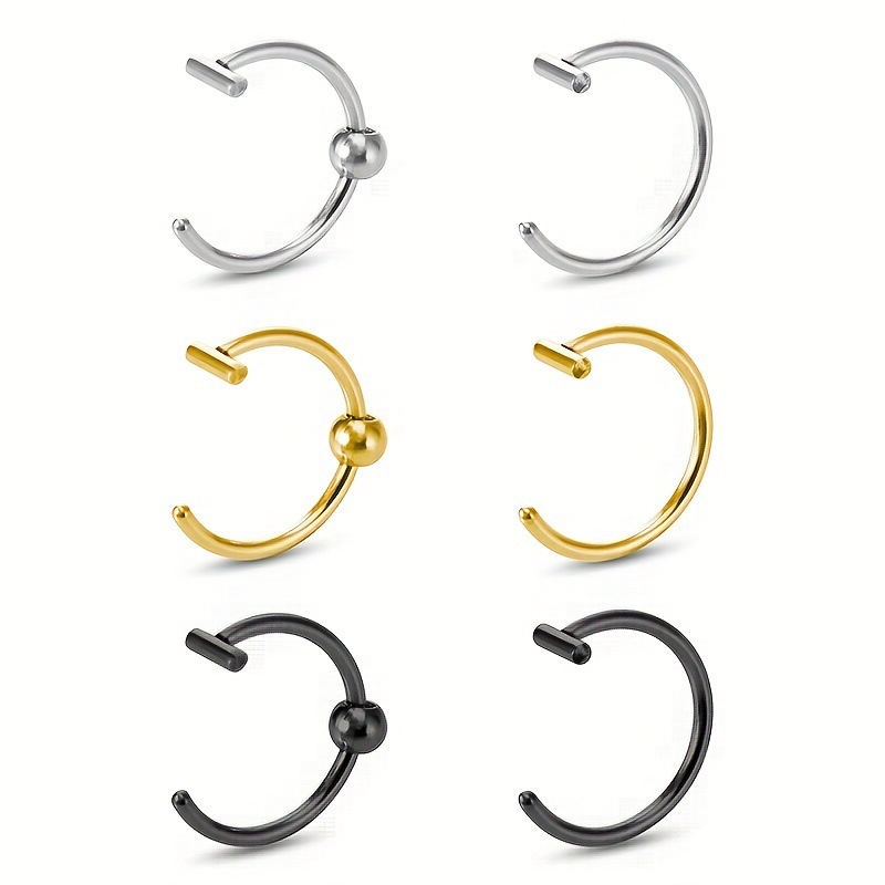 【Hot demand】3 pieces stainless steel nose ring lip nail piercing ...