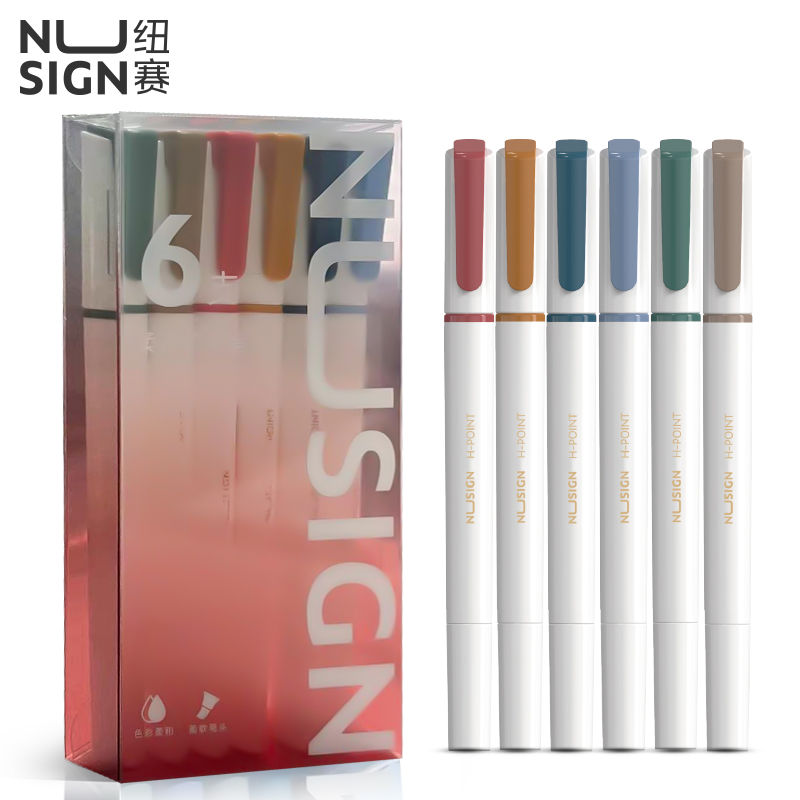【The Quiet Page】Deli Nusign 6pc/lot Color Markers Pen Set Double Head ...