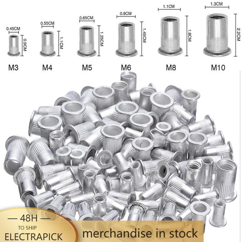 20/50/100pcs Aluminum Alloy Rivnut Alloy Rivnut Flat Head Threaded Rivet Insert Nutsert Cap ...