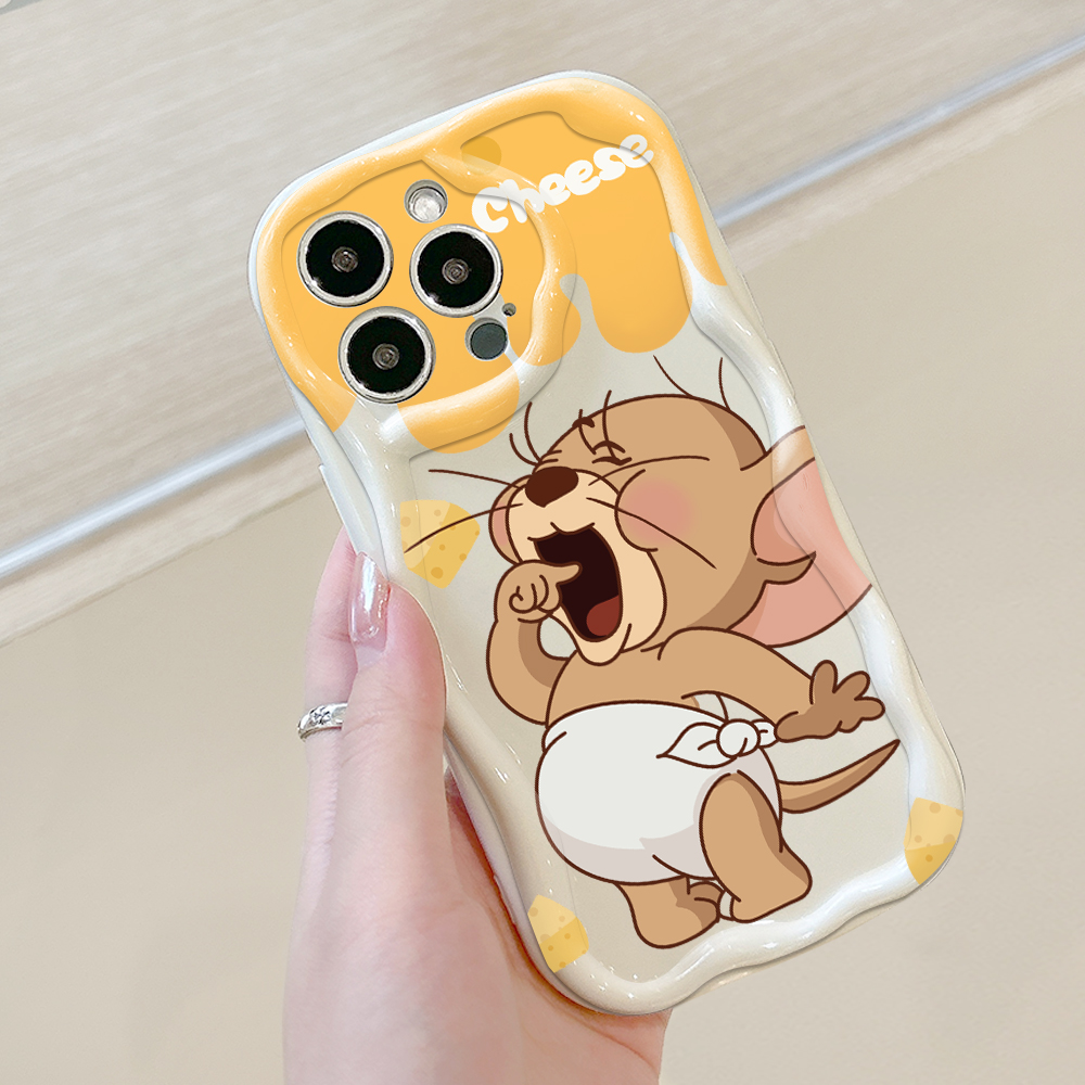 Jizetin for Samsung A12 A12 5G M12 Back Cover Cartoon Cat Mouse Cream ...