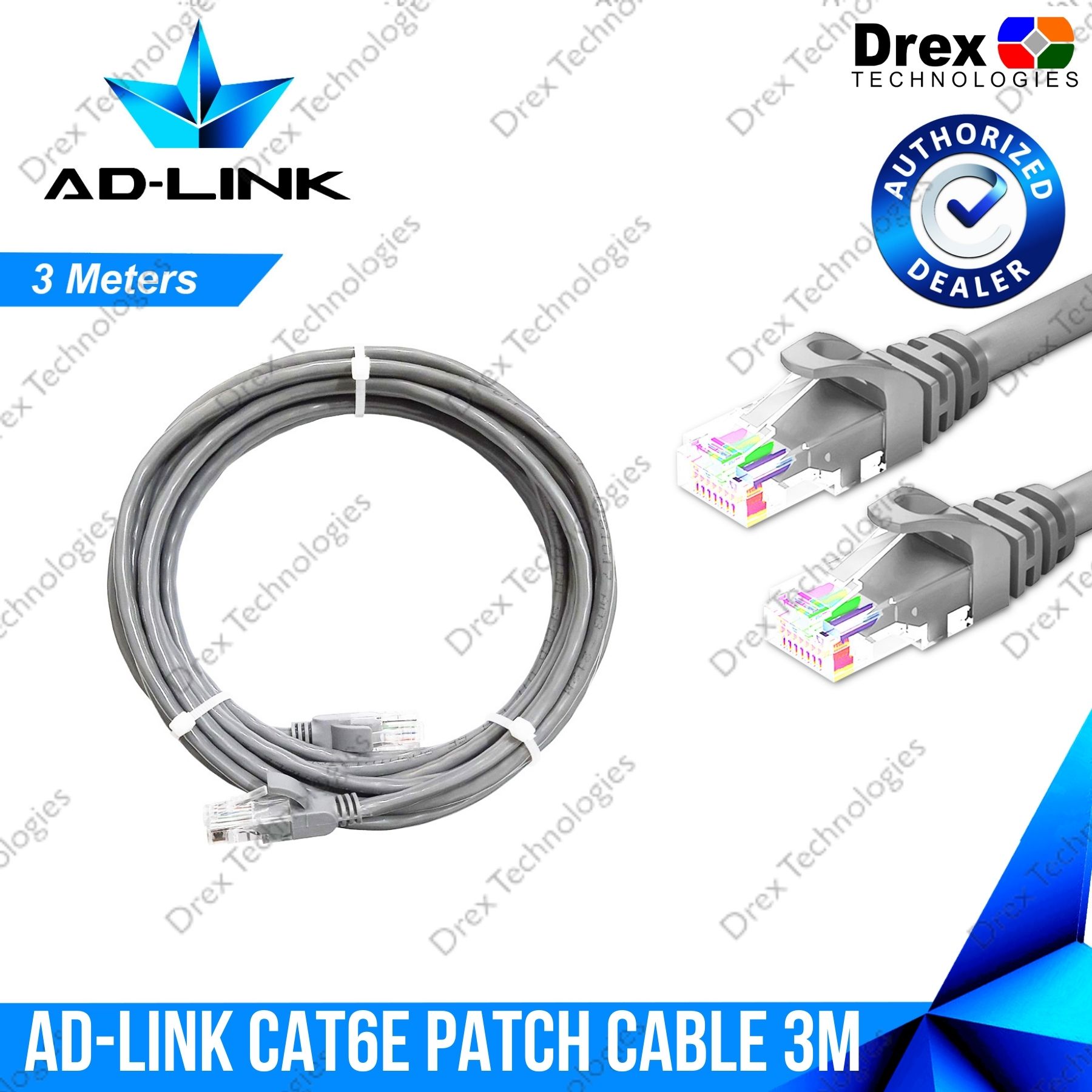 3M Ad-Link Cat6E UTP Lan Cable Patch Cord Gigabit High Quality-Grey ...