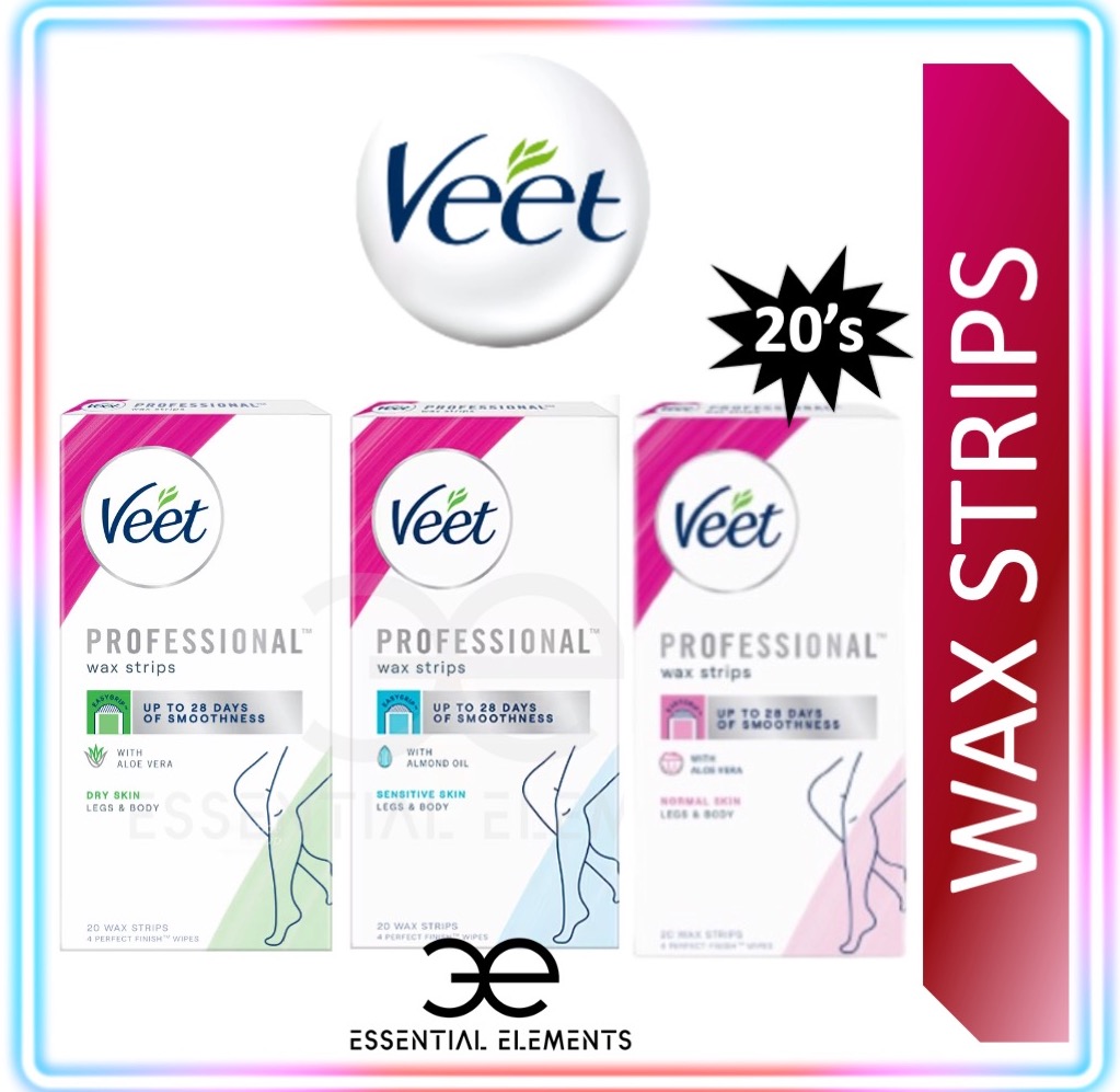 VEET Hair Removal Wax Strips 20s Easy-Gel Legs & Body Hair Removal ...