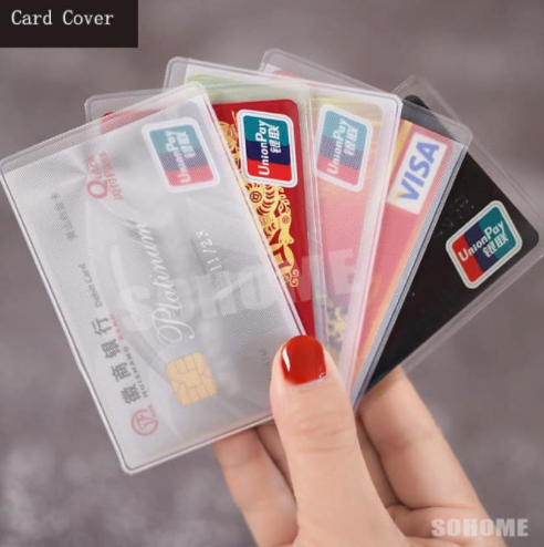 Waterproof PVC ID Card Holder Plastic Card Cover Transparent Protection ...