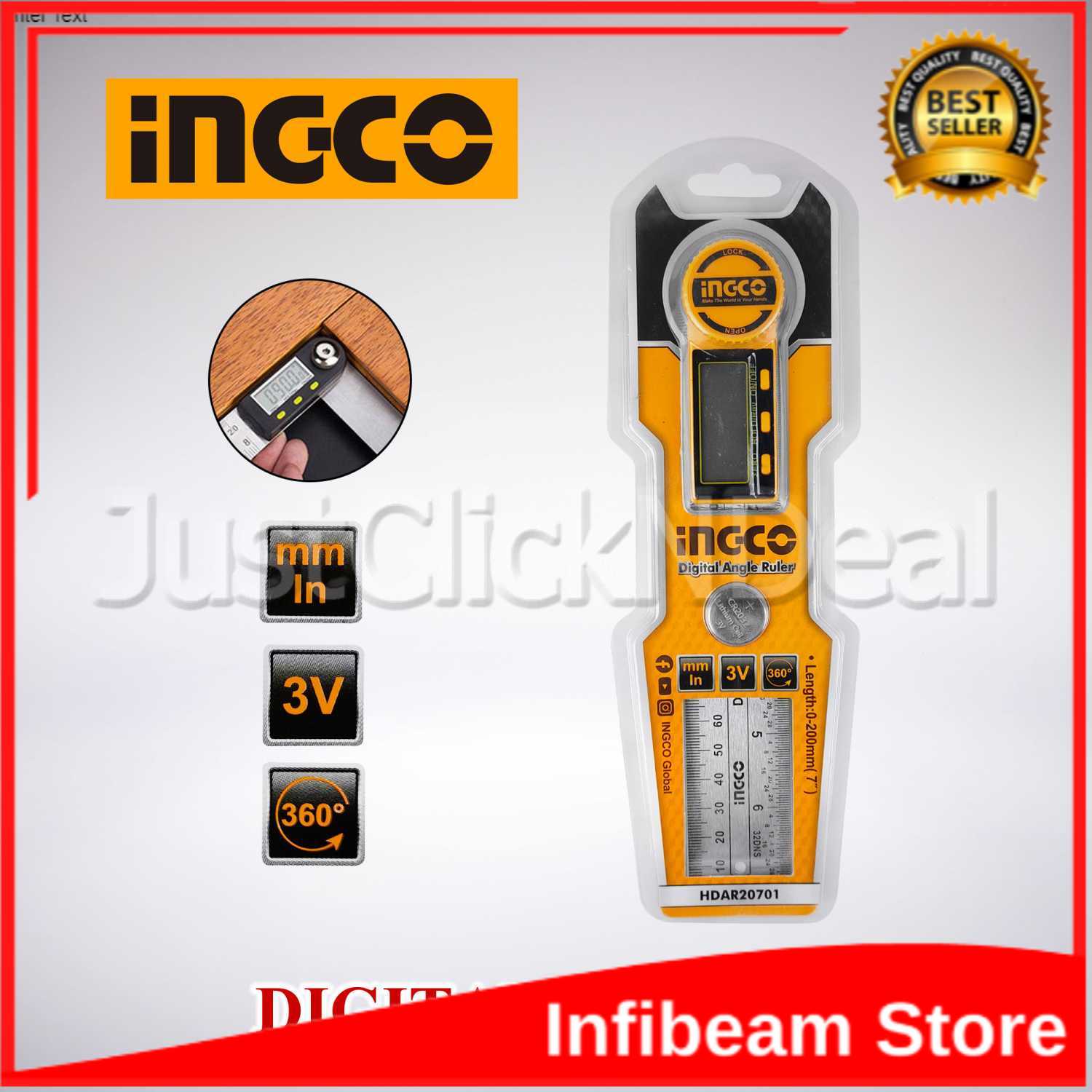 Ingco Digital Angle Ruler Penggaris Sudut Digital / Waterpas Waterpass ...