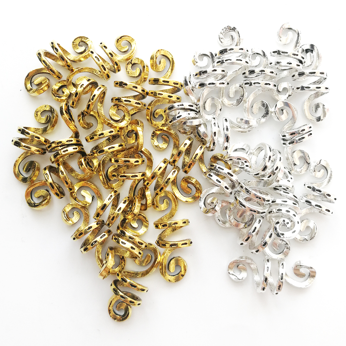 5Pcs Golden Silver Viking Spiral Charms Hair tubes Braid Dread ...