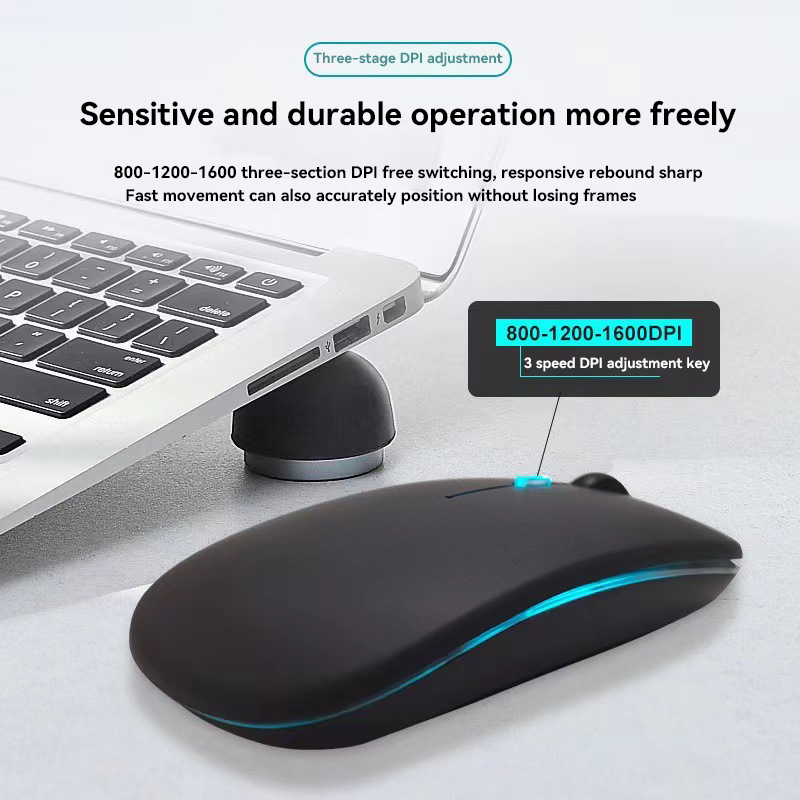 Dual Mode Wireless Mouse Type C Rechargeable 1600 DPI Silent Ergonomic ...