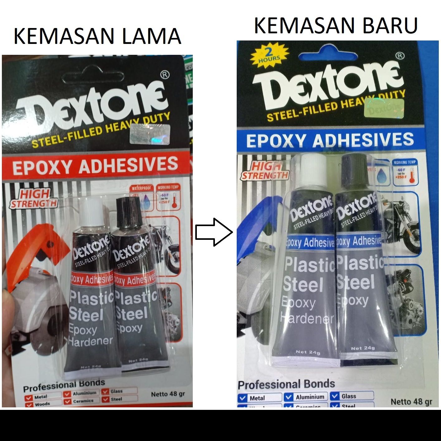 Dextone Epoxy Steel Standard / Lem Besi 2jam / Lem Serbaguna 48gram ...