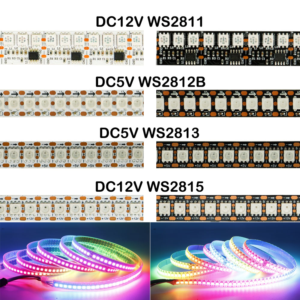 WS2812B WS2815 WS2813 Individually Addressable RGBIC LED Strip WS2811 ...