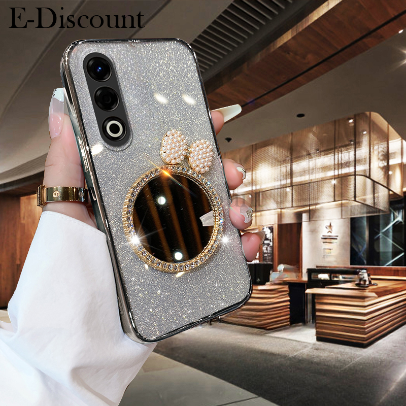 New Phone case itel S25 Back Cover with Bow Makeup Mirror Luxury Shiny ...