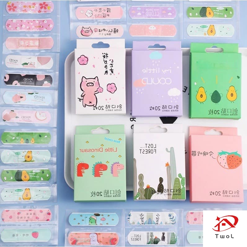 TwoL 20pcs/box Breathable Cartoon Cute Band Aid for Kids First Aid ...