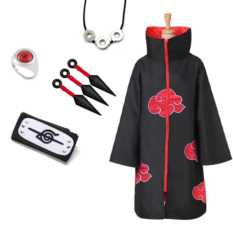 Uchiha Itachi Akatsuki Red Cloud Cloak Anime Naruto Ninja Cosplay ...