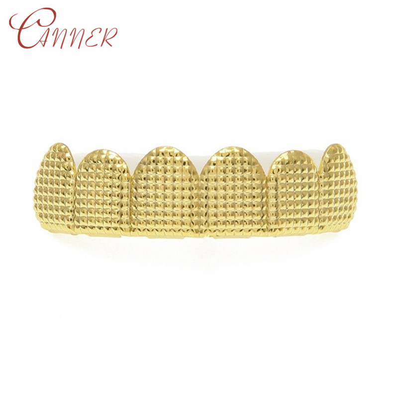 CANNER Hip Hop 's 6 Top & Teeth Silver Color False Teeth Grillz Set ...