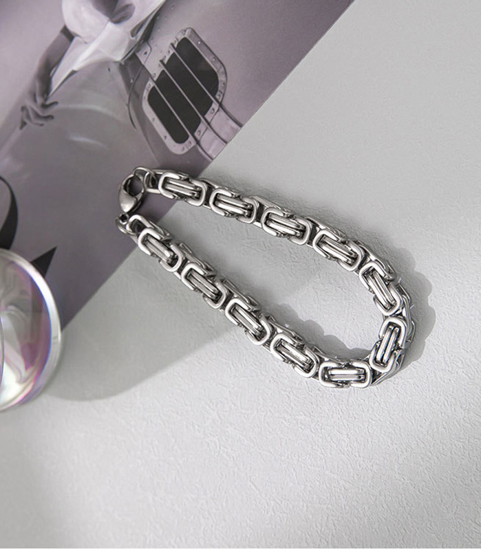 【Best price】The same style bracelet men's silver titanium steel ...