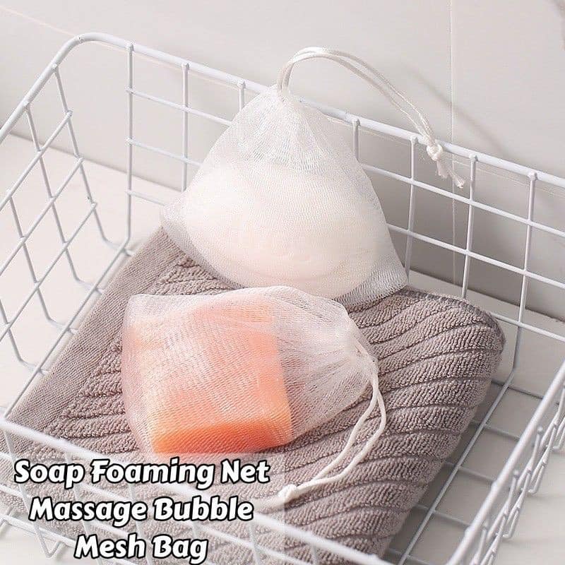 1/5Pcs Soap Foam Net Bubble Mesh BagBath Soap Net Bathroom Cleaning ...