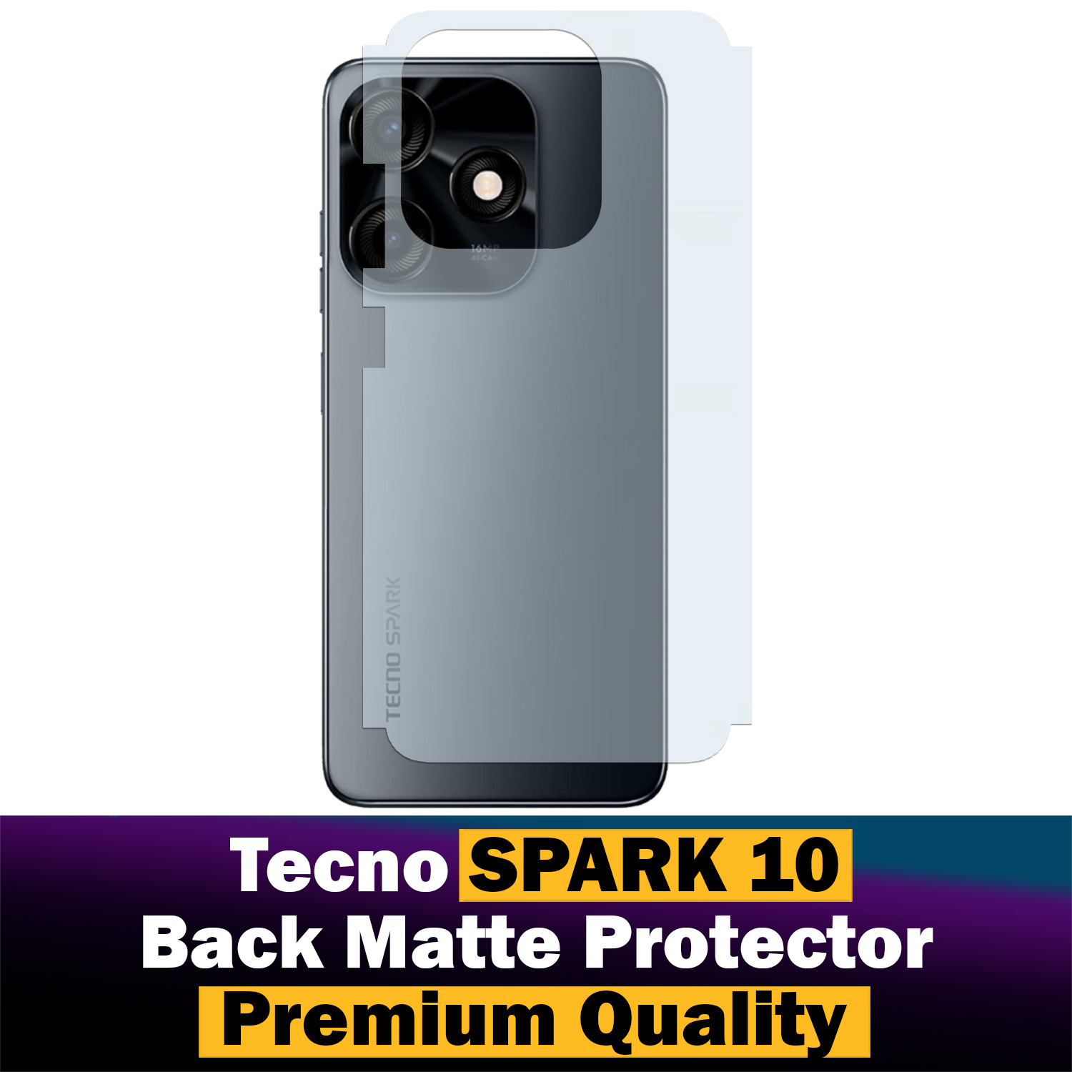 Tecno Spark 10 Back Protector Carbon Fiber Matte Soft Skin Sheet For ...