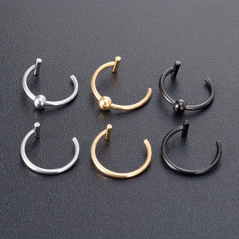 【New Arrivals】3 pieces stainless steel nose ring lip nail piercing ...