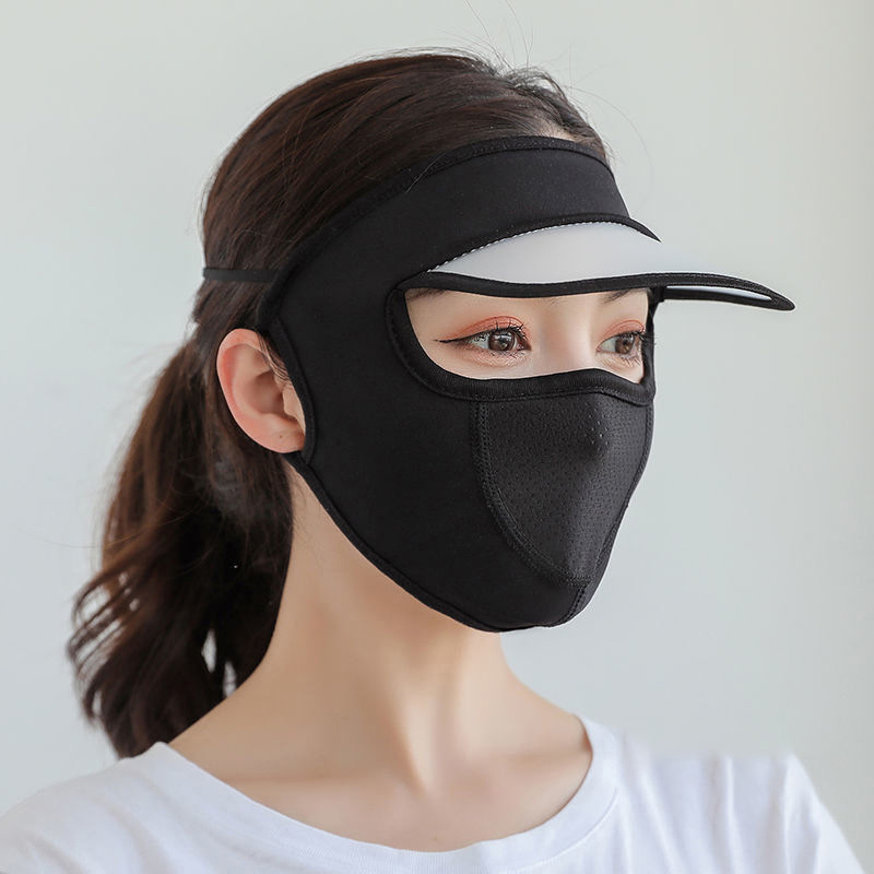 Women Summer Sun Hat With Mesh Breathable Ice Silk Mask Outdoor Worker ...