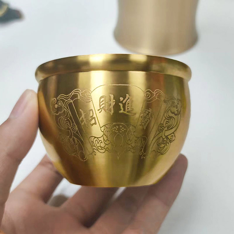 Brass Baifu Cup Rice Jar, Fortune Gathering Jar Living Room Study ...