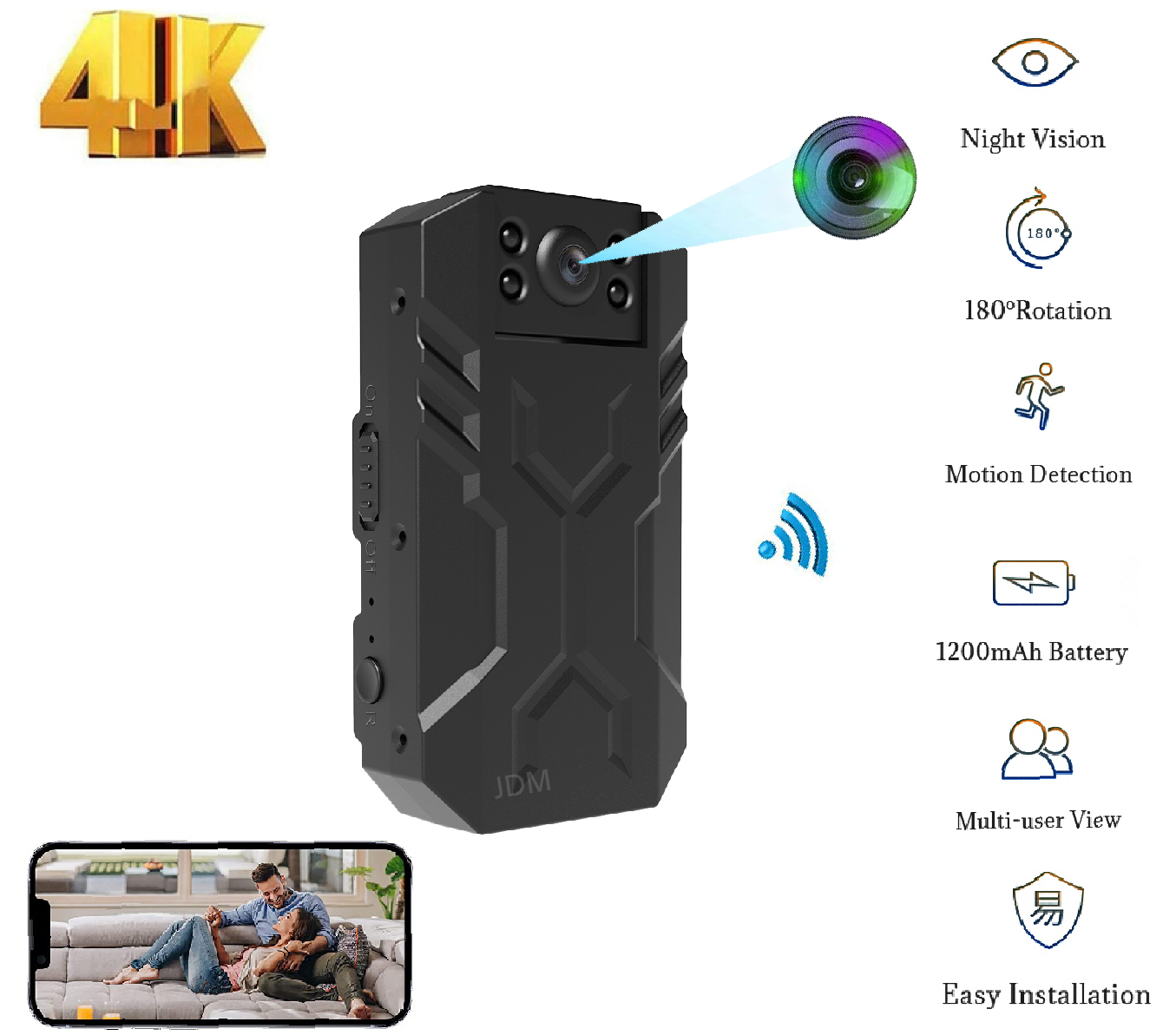 JDM 4K Mini Camera Wifi Hidden Cam Audio and Video Recorder Night ...
